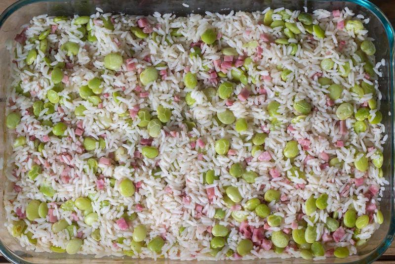 Easy Rice Bake with Baby Lima Beans and Ham - The Foodie Eats